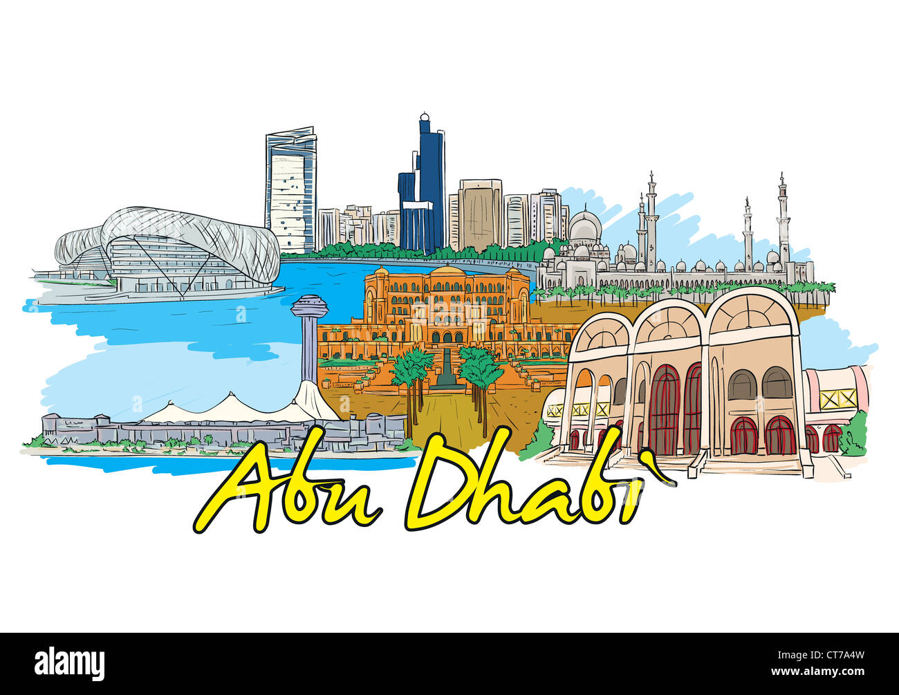 abu dhabi doodles vector illustration Stock Photo - Alamy