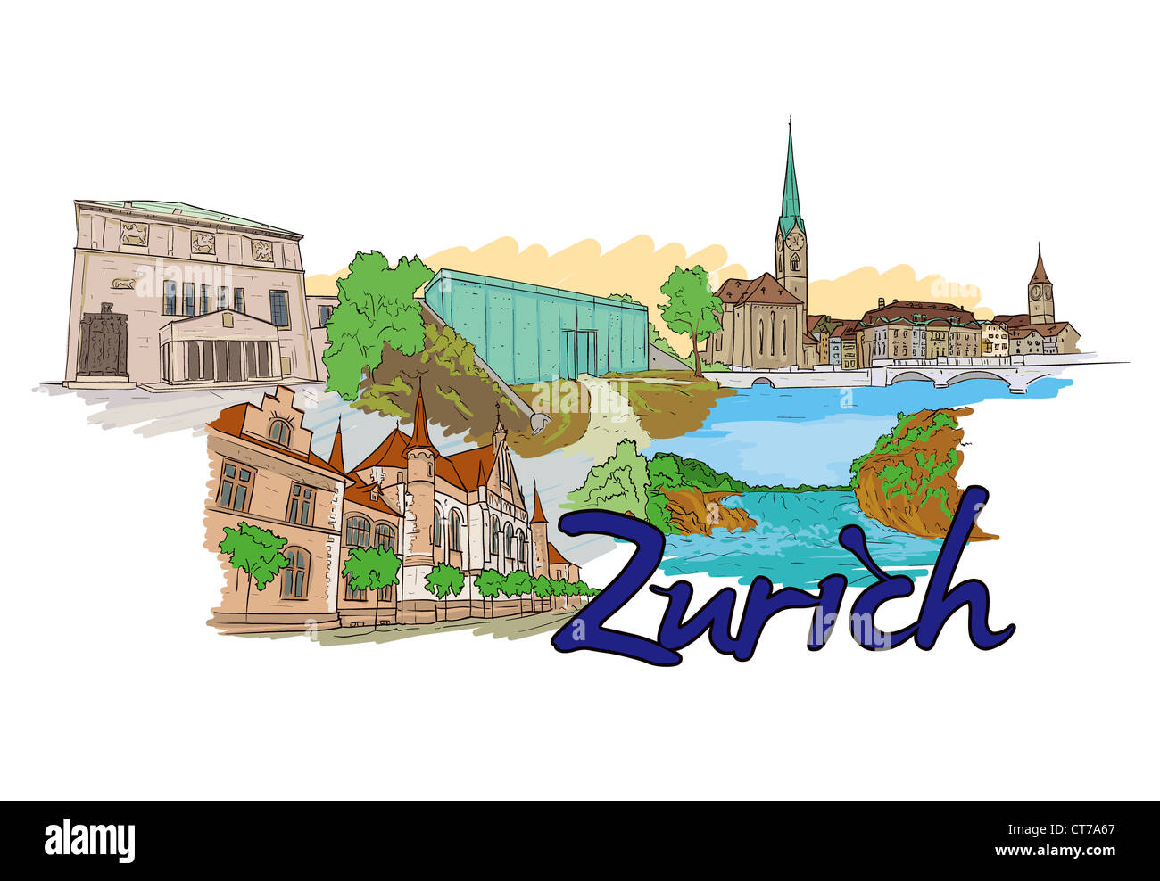 zurich doodles vector illustration Stock Photo - Alamy