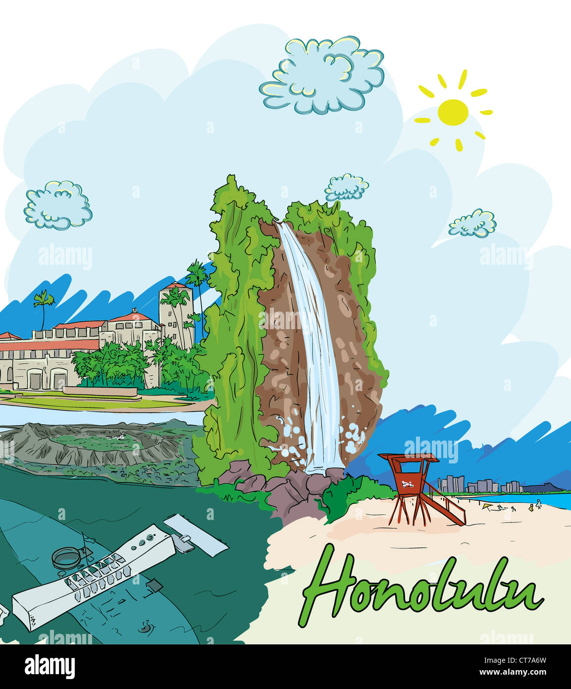 honolulu doodles vector illustration Stock Photo - Alamy