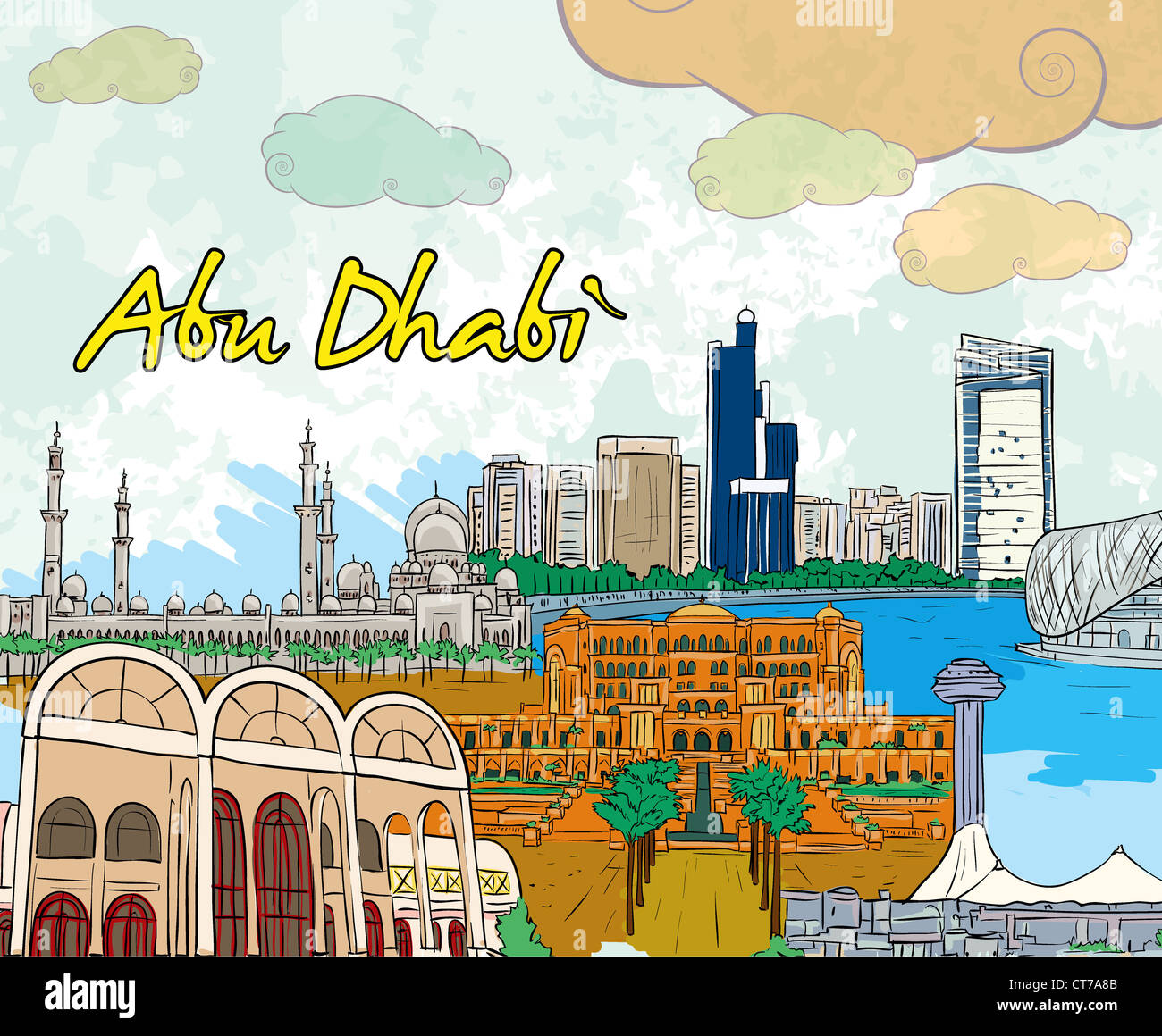abu dhabi doodles vector illustration Stock Photo - Alamy