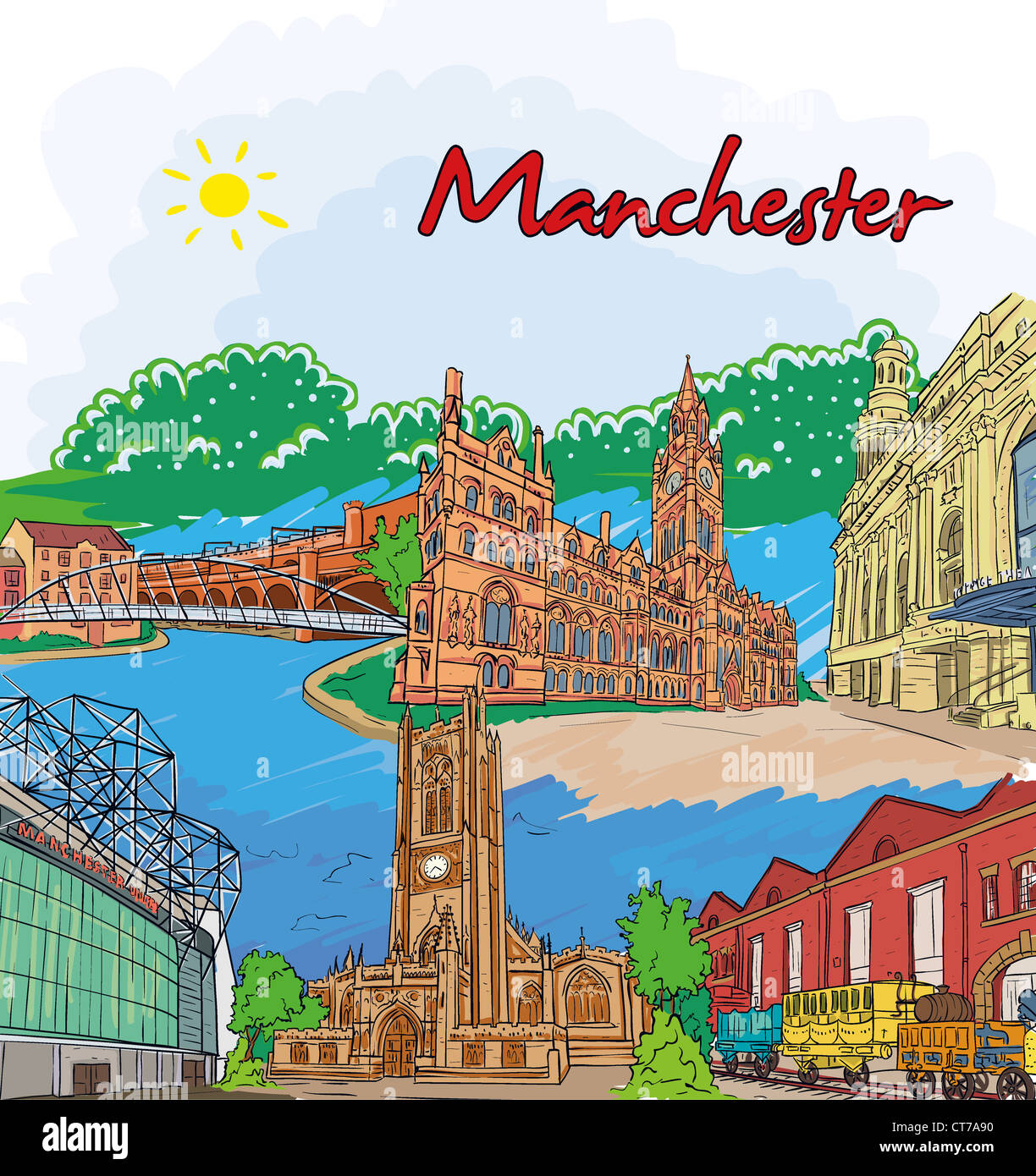 manchester doodles vector illustration Stock Photo - Alamy