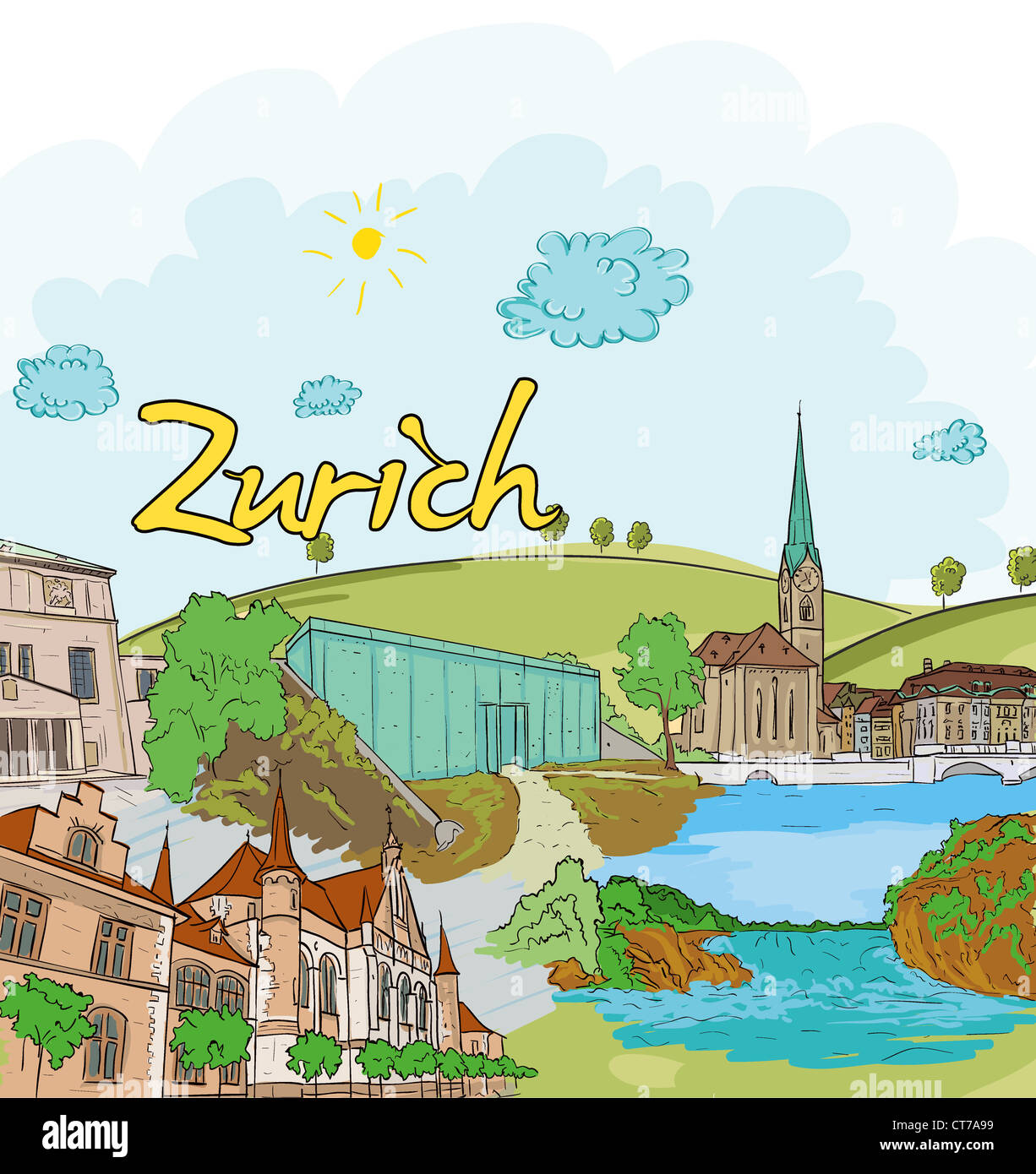 Zurich illustration hi-res stock photography and images - Alamy