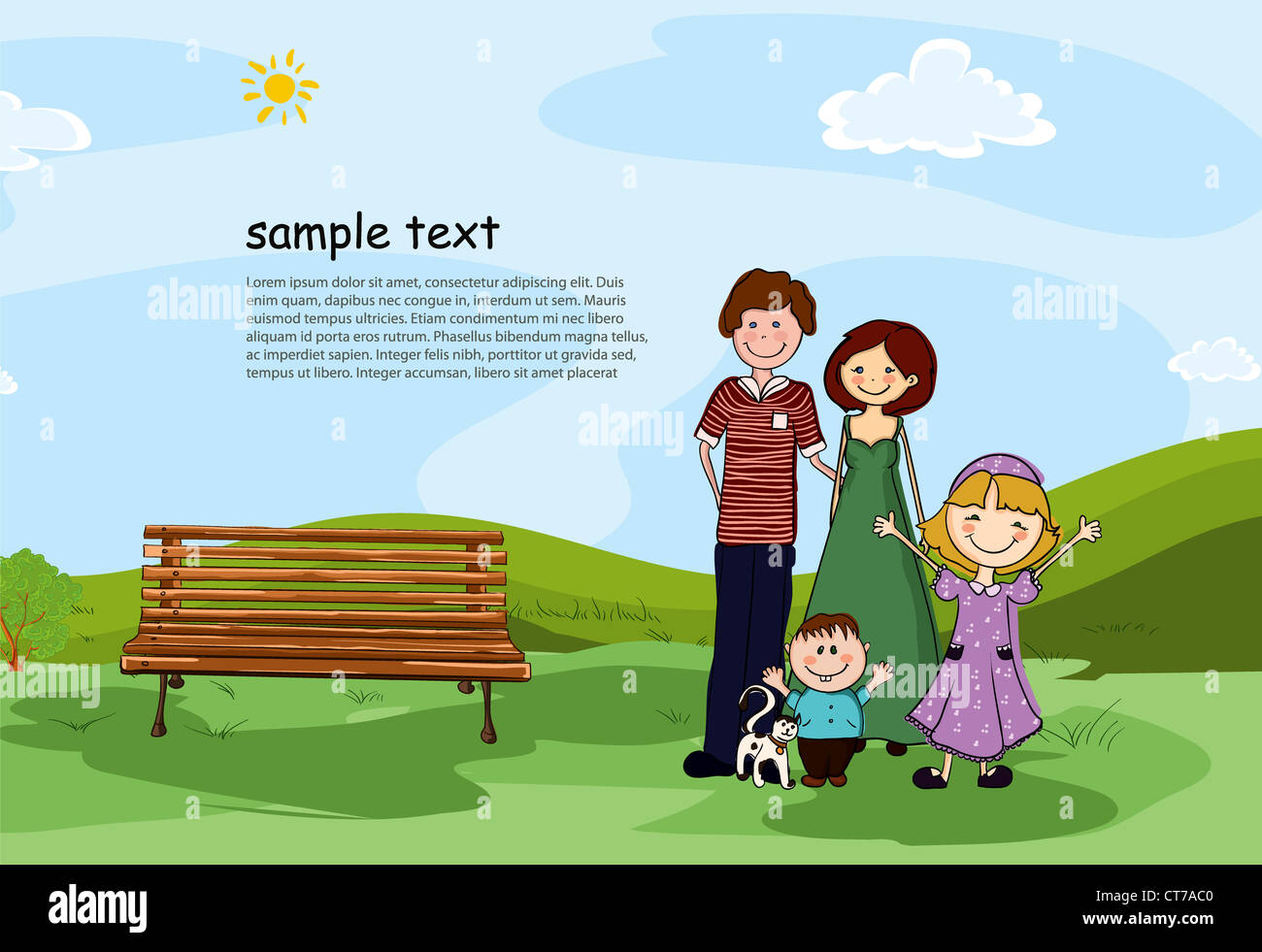 cartoon background with family vector illustration Stock Photo - Alamy