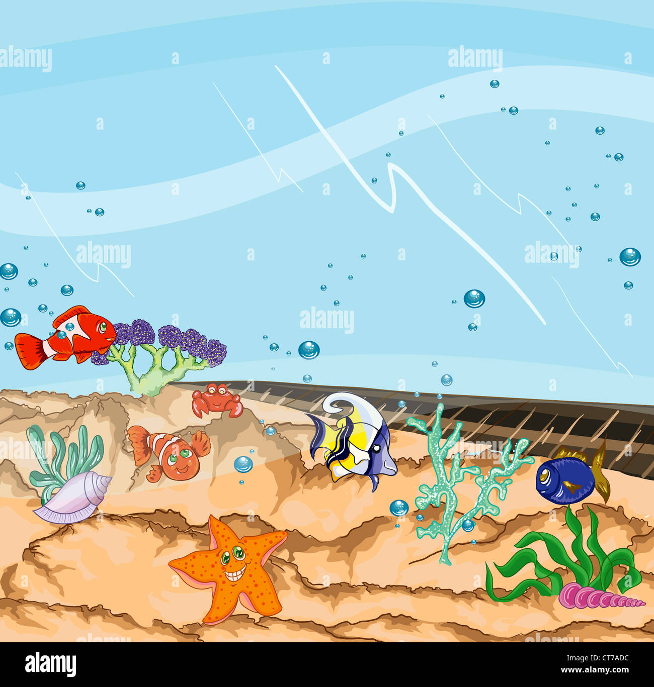 cartoon aquarium vector illustration Stock Photo - Alamy