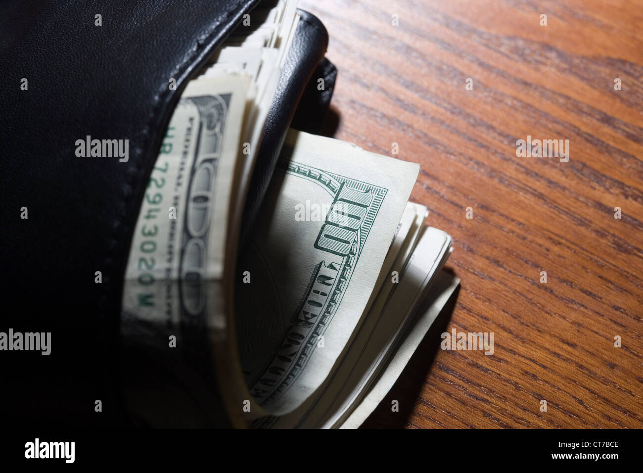 Wallet with 100 dollar banknotes Stock Photo - Alamy