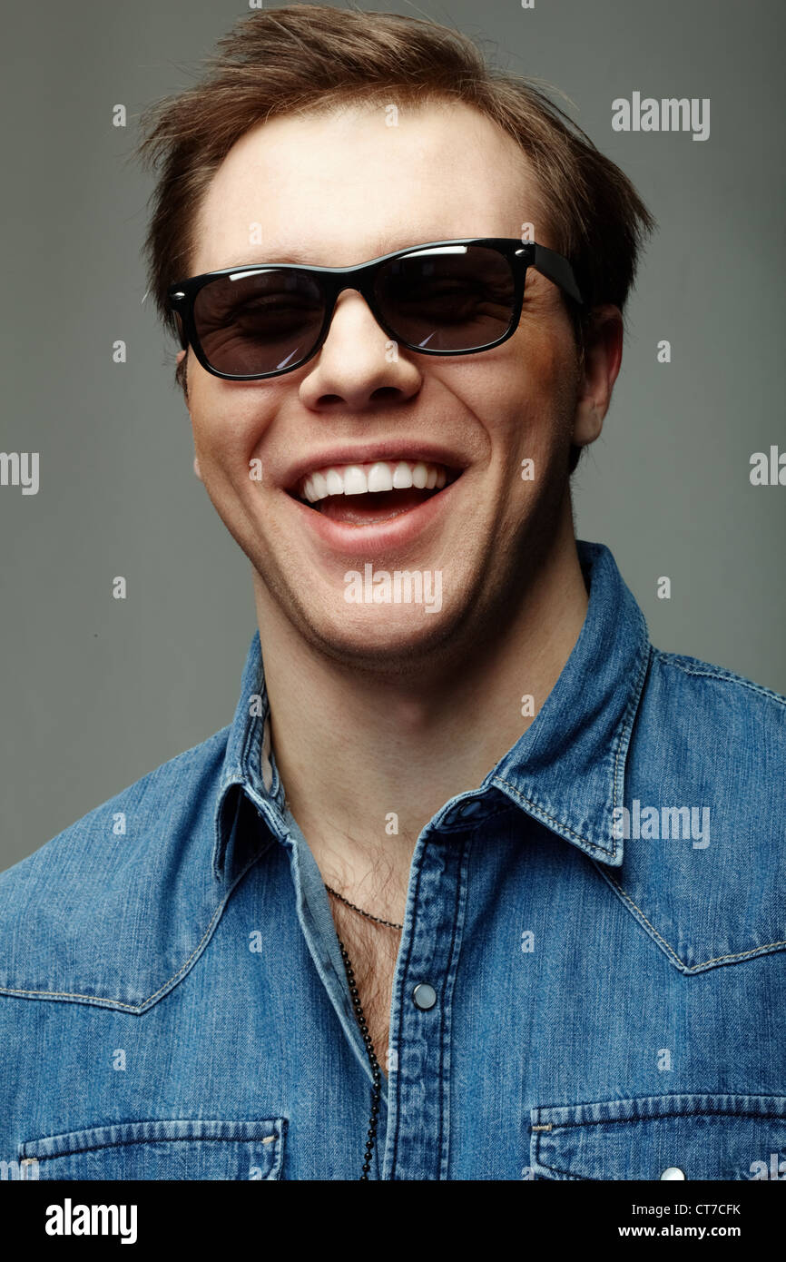 Man looking camera joyful hi-res stock photography and images - Alamy