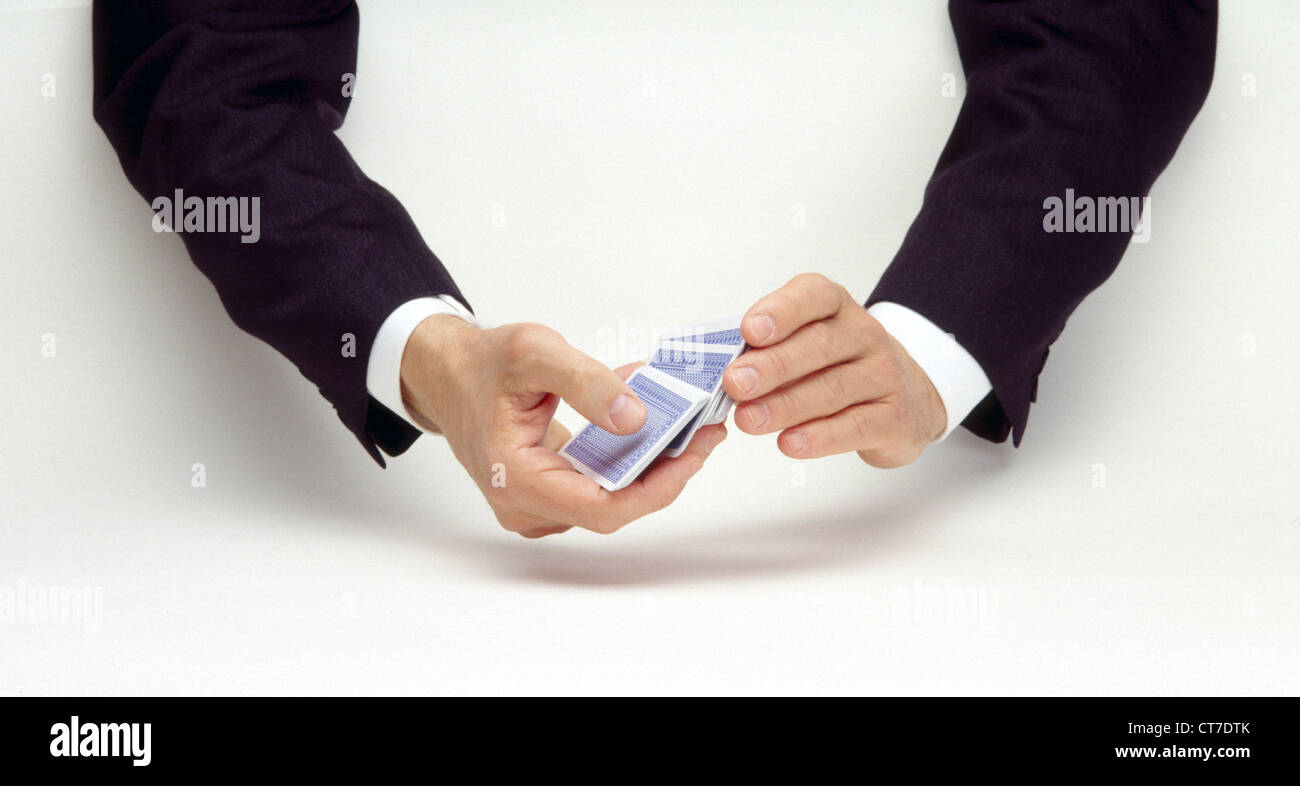 Close up hands mix cards hi-res stock photography and images - Alamy