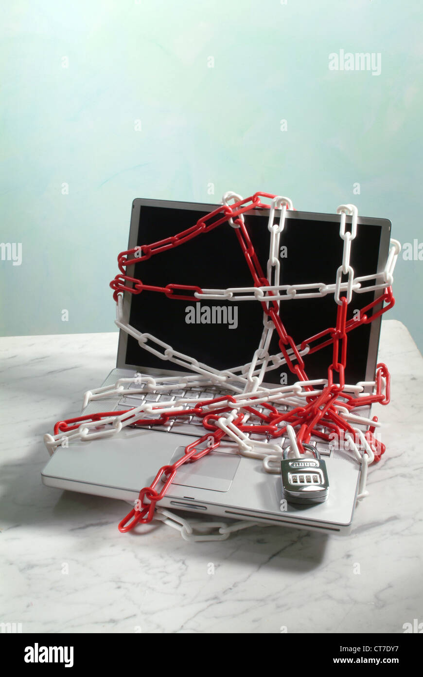 A wrapped with a chain laptop Stock Photo - Alamy