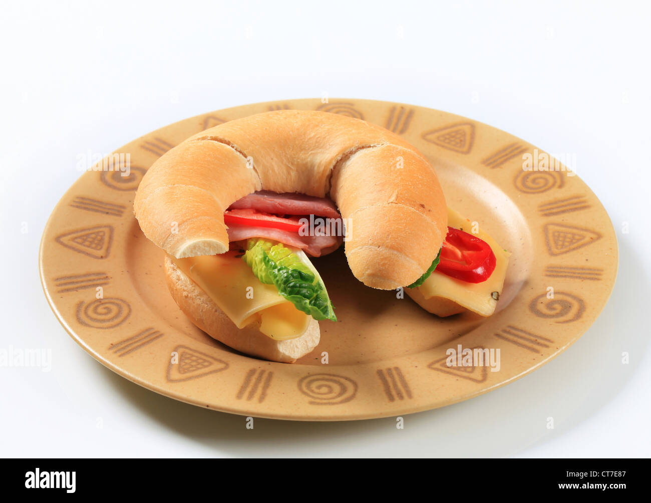 White bread roll with ham and cheese Stock Photo - Alamy