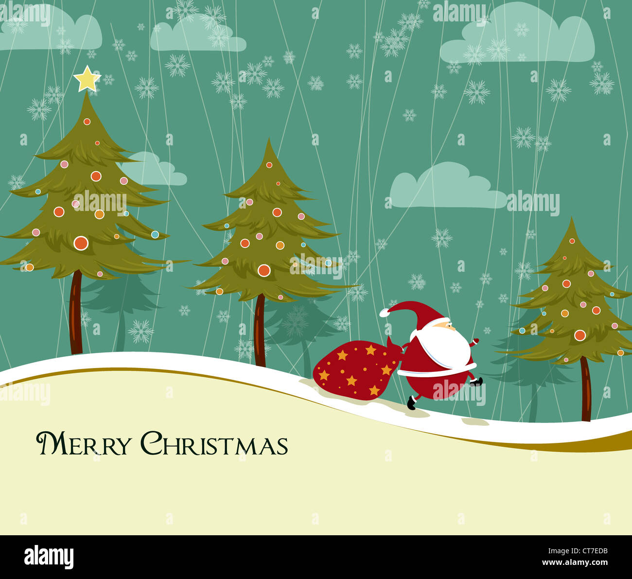 vector winter background with santa Stock Photo - Alamy