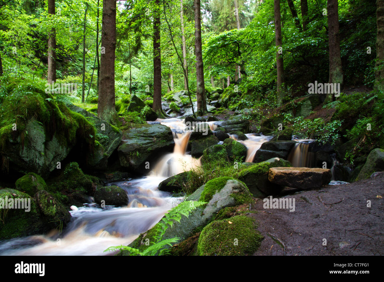Wyming Brook captured with a slow shutter speed to blurr the moving ...