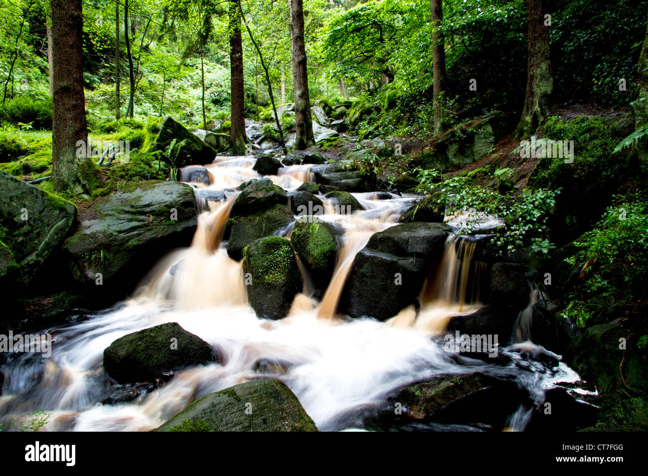 Wyming Brook captured with a slow shutter speed to blurr the moving ...