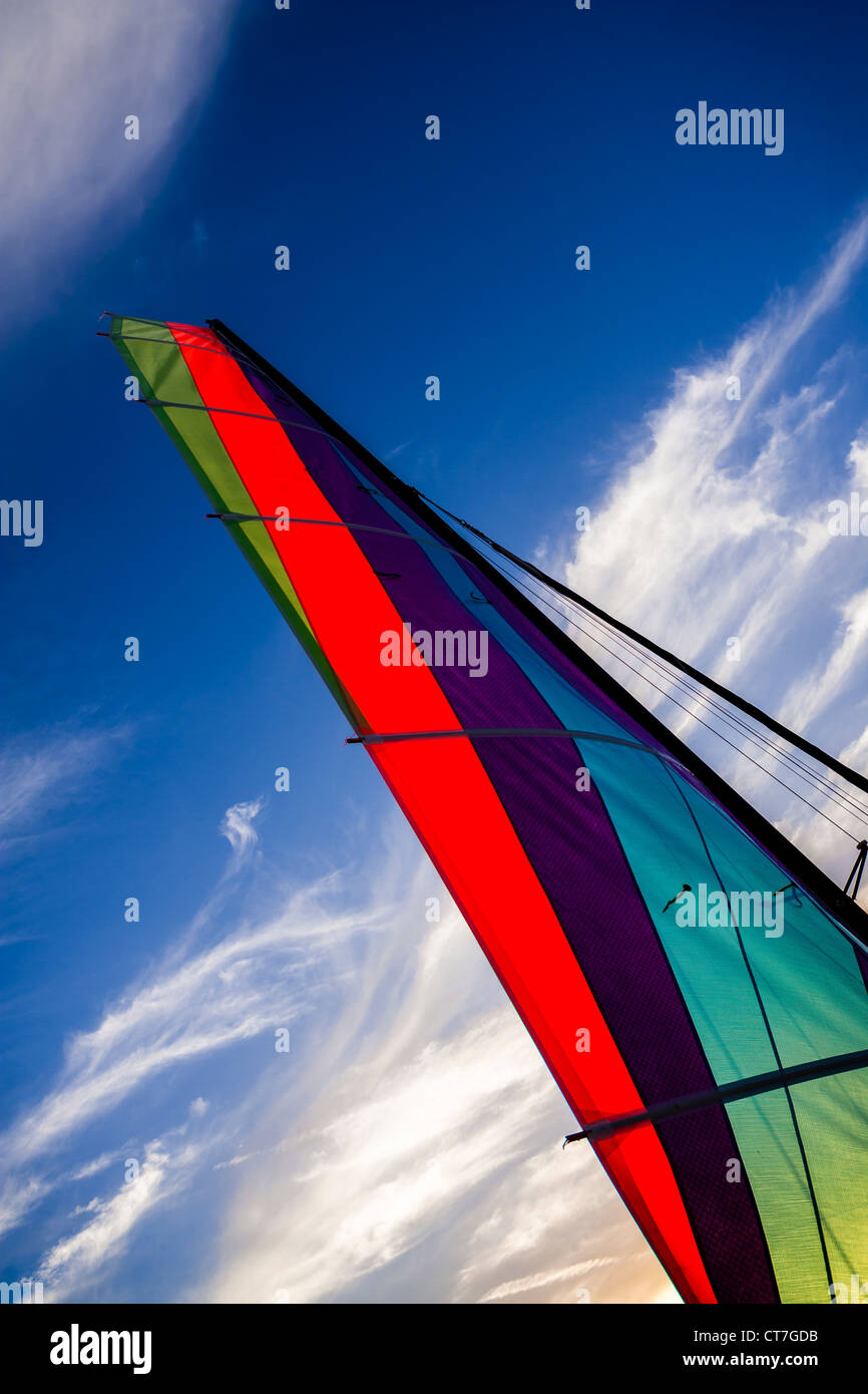 Colorful sail and bright blue skies in the Gulf of Mexico Stock Photo ...