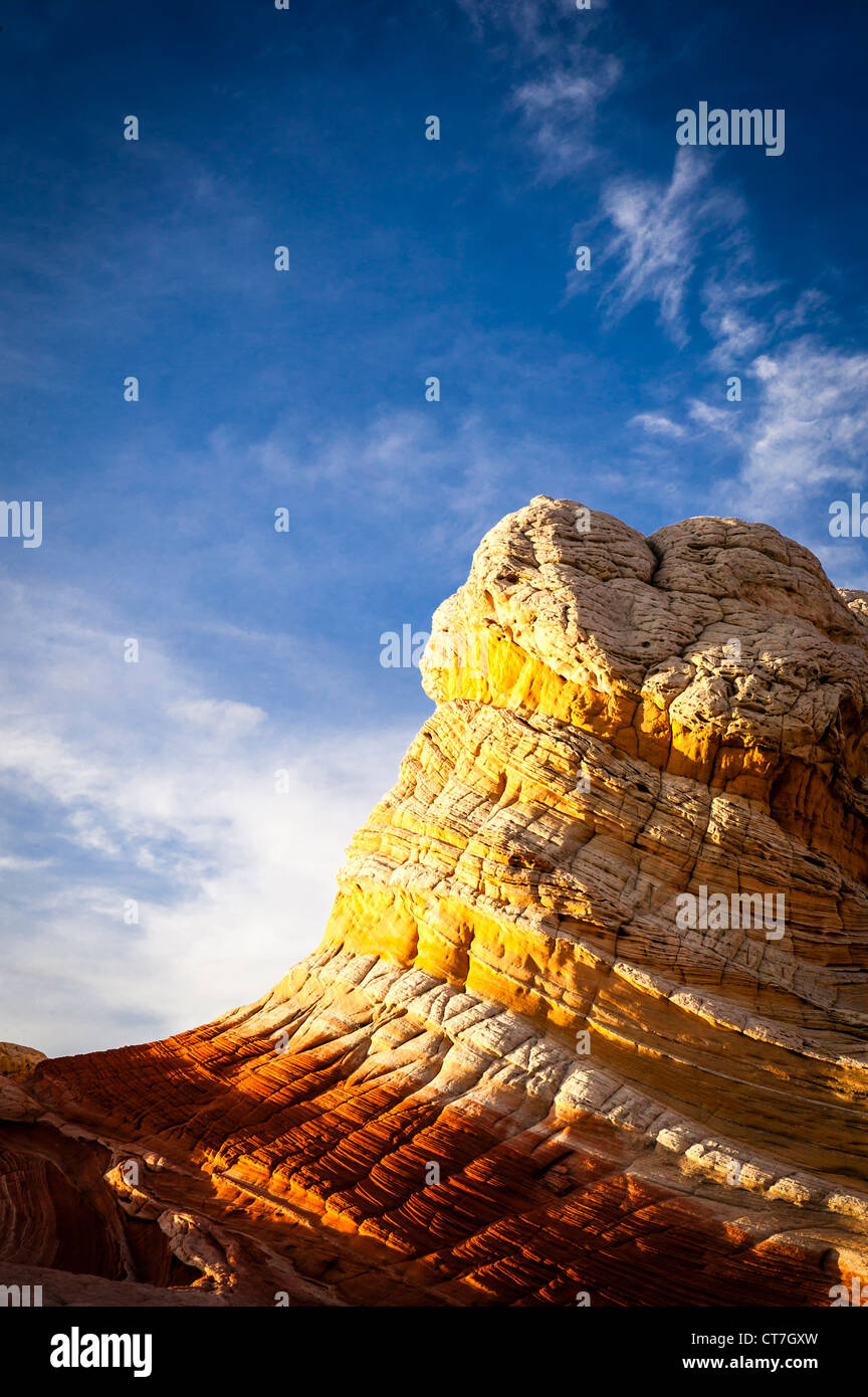 Giant monolith of sandstone in a remote desert area at sunset Stock ...
