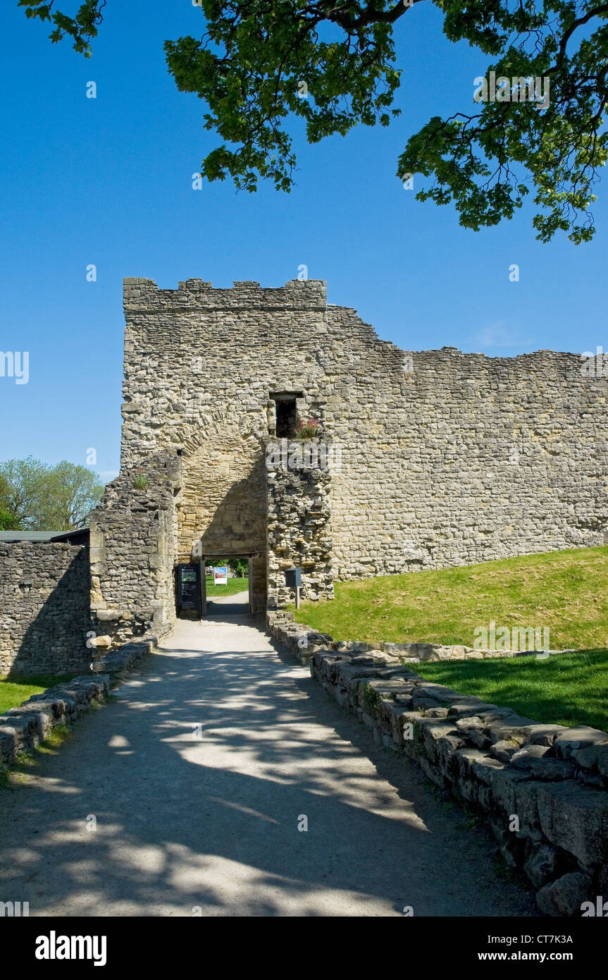 Entrance to Pickering Castle ruins remains ruin in summer North ...