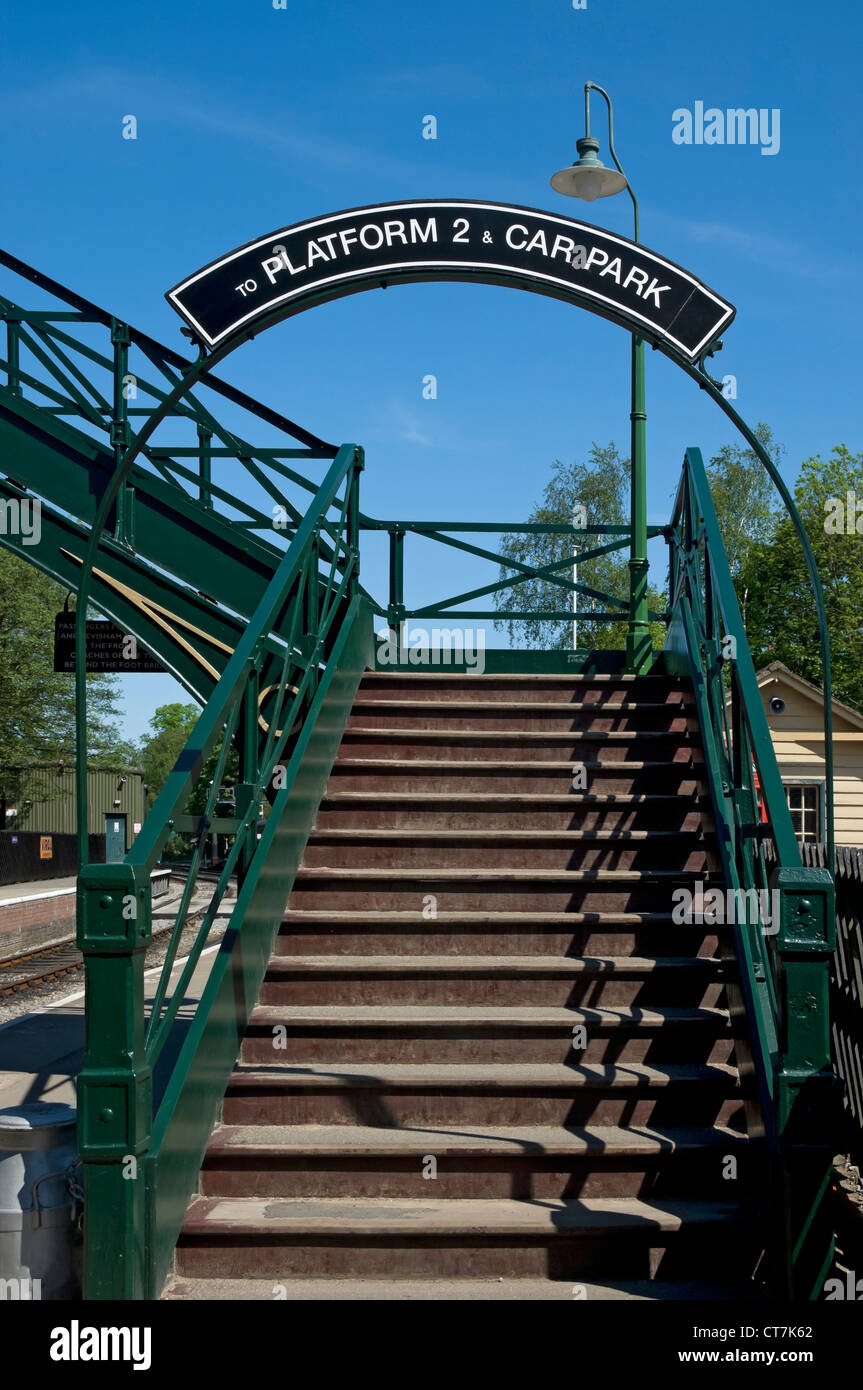 Steps on footbridge bridge connecting platforms Pickering Railway Train ...