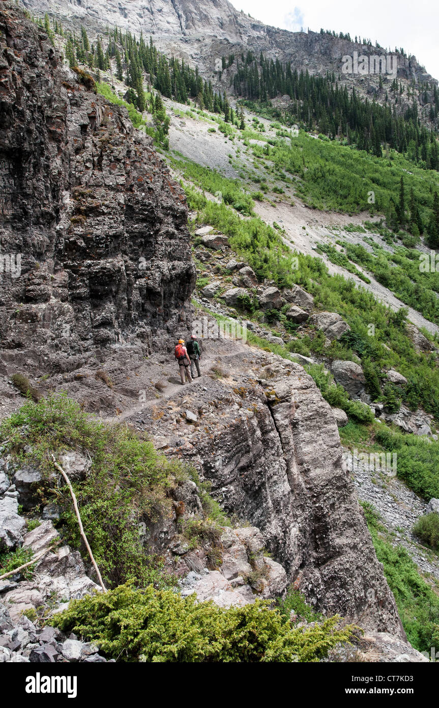 Climbers tackle the Via Ferrata trail, Telluride, Colorado Stock Photo ...