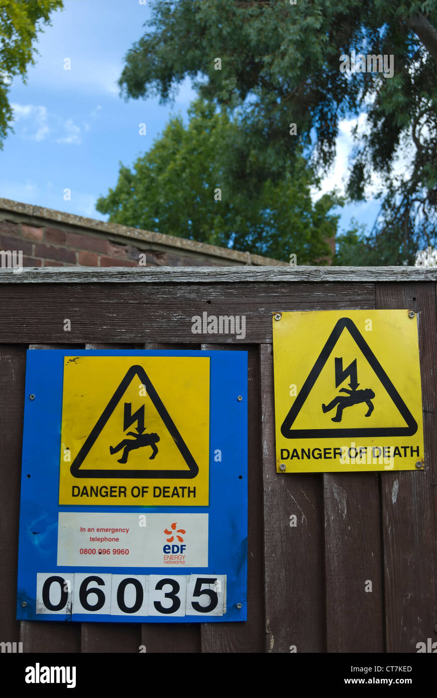 danger of death signs at an edf electricty substation in barnes ...