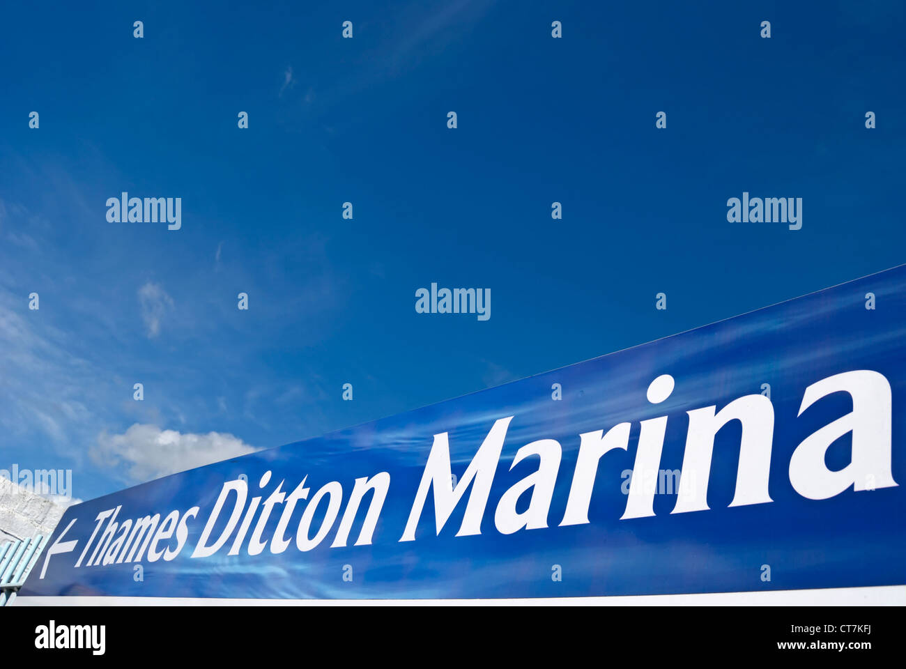 direction sign near the entrance to thames ditton marina, on the river ...