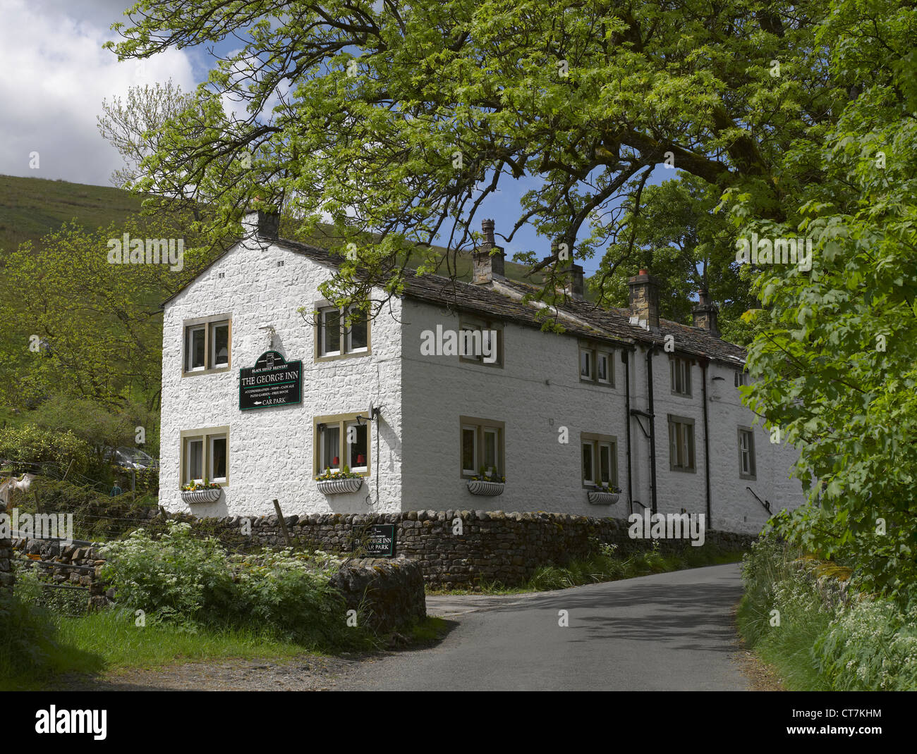 The George Inn pub public house exterior in summer Hubberholme village ...