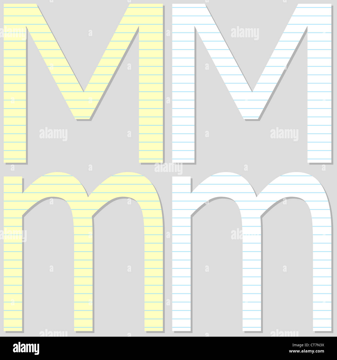 Paper Font Set Letter M Stock Photo - Alamy