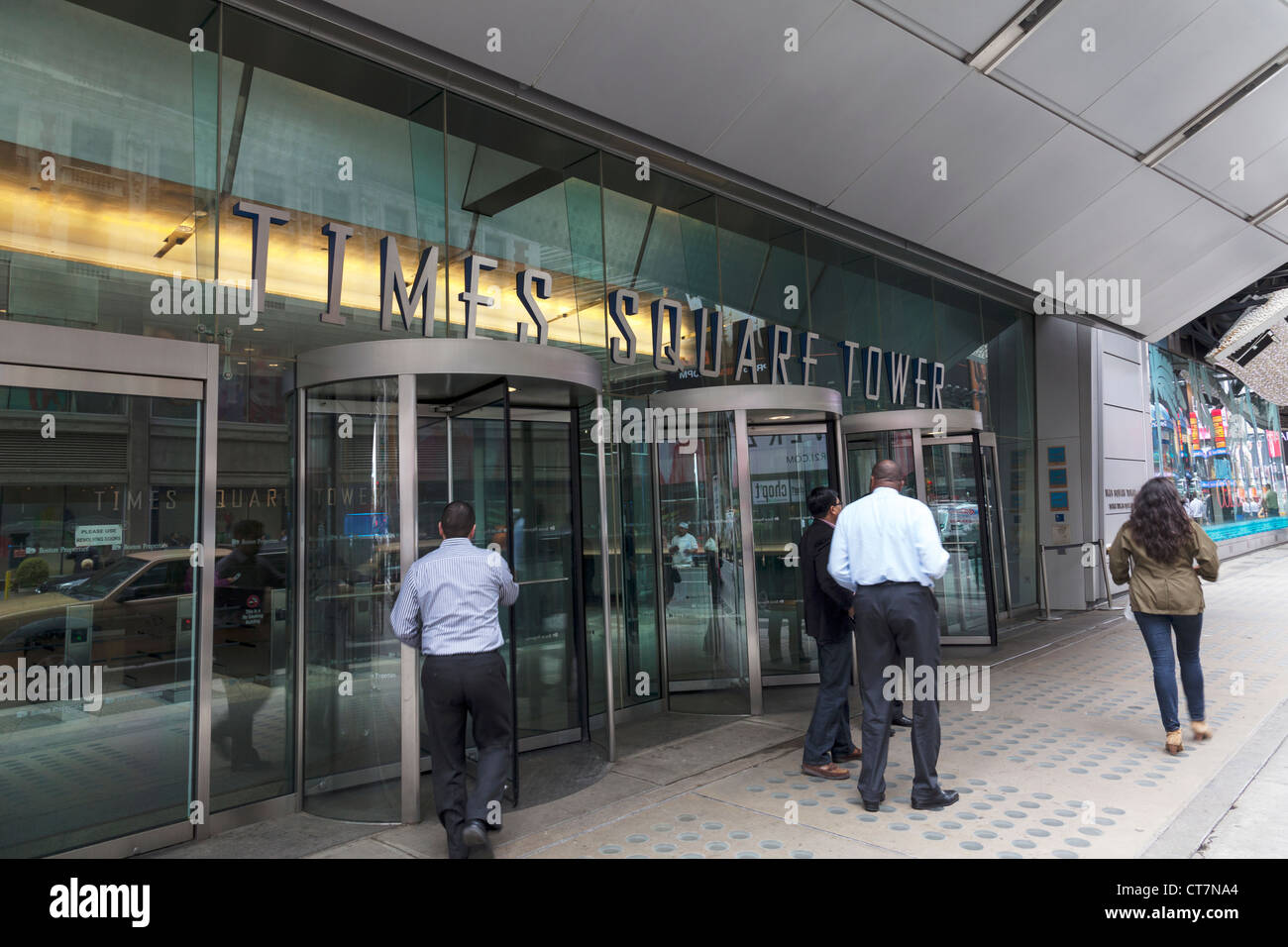 New York City, Manhattan Times Square Tower front entrance doors to ...