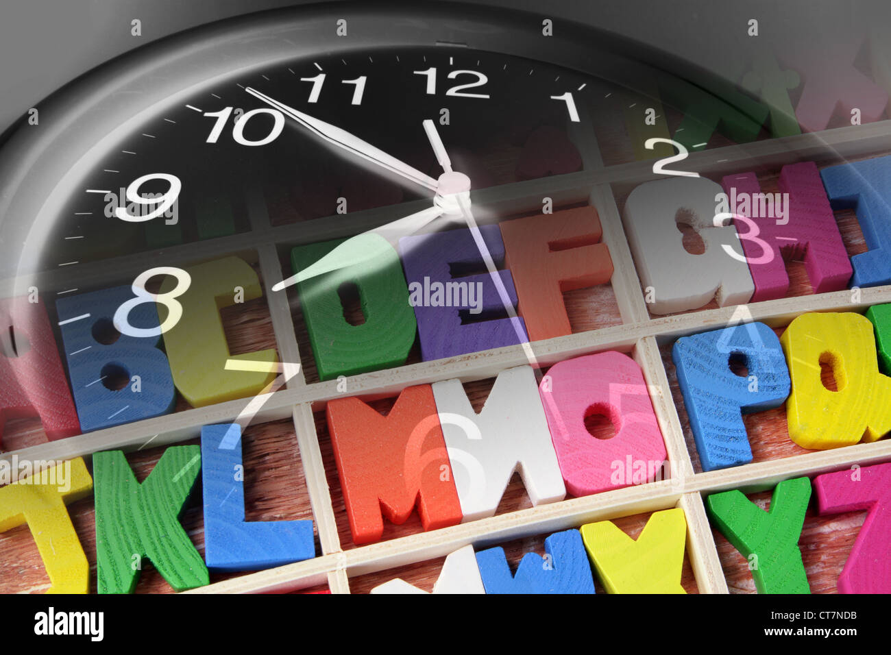 Alphabets and Clock Stock Photo - Alamy
