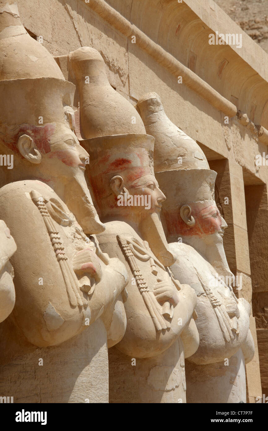Osirian statues at Hatshepsut's Temple at Deir el-Bahari, on the West ...