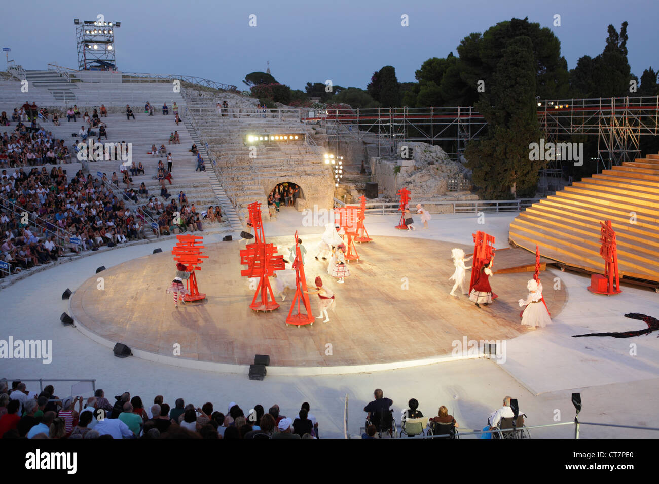 Performance of "Birds" by Aristophanes at Greek Theater in Syracuse ...