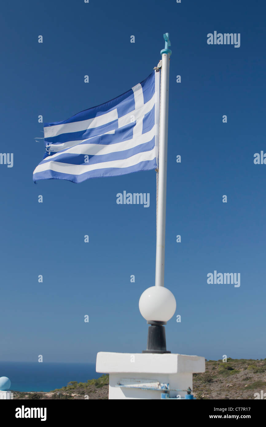 Flag of Greece flying. Greek Flag Stock Photo - Alamy