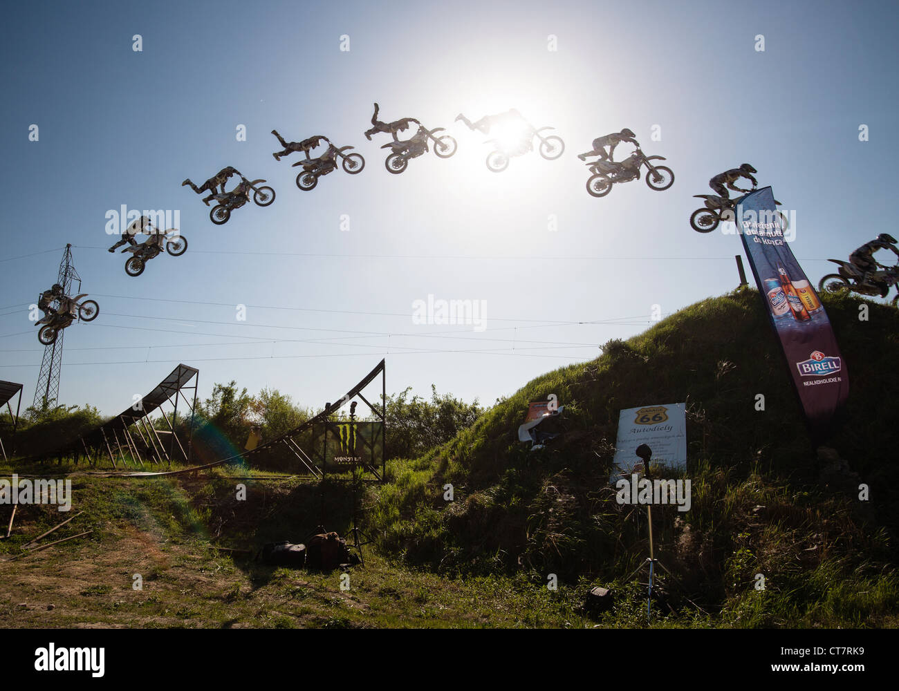 Jump sequence of Zdenek Fusek (CZE) performing trick at FMX session on ...