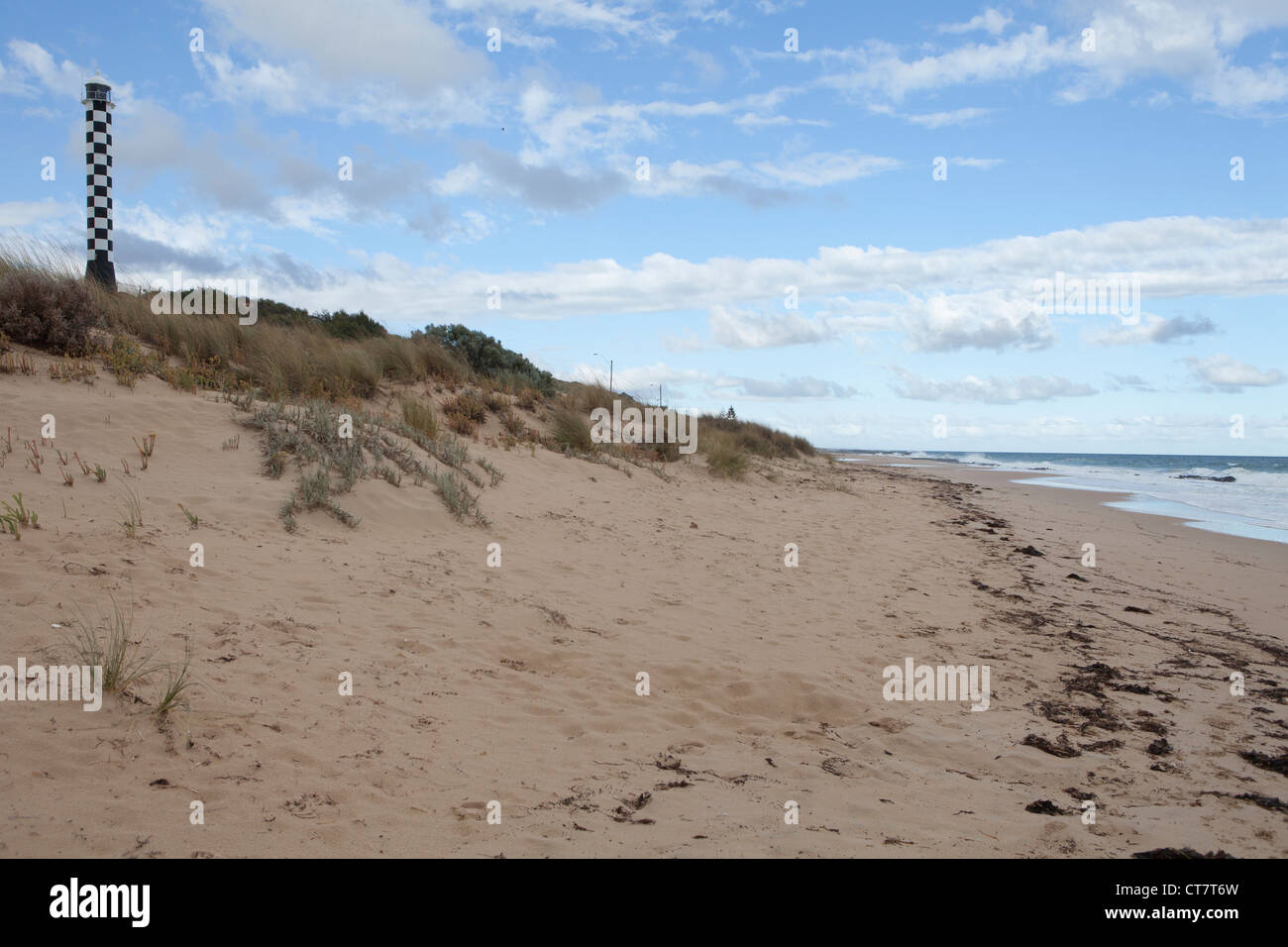 Black and white checked lighthouse in Bunbury, Western Australia Stock ...