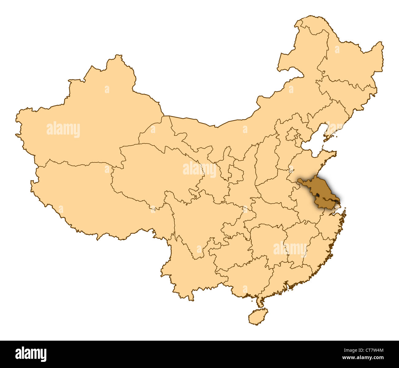 Map of China where Jiangsu is highlighted Stock Photo - Alamy