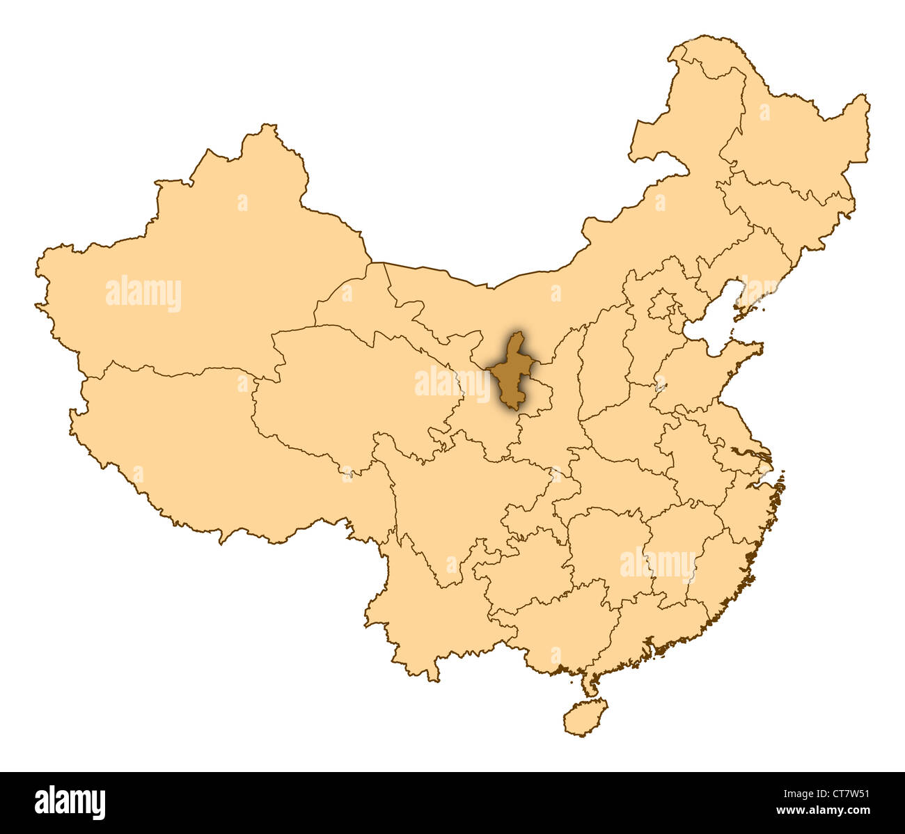 Map of China where Ningxia is highlighted Stock Photo - Alamy
