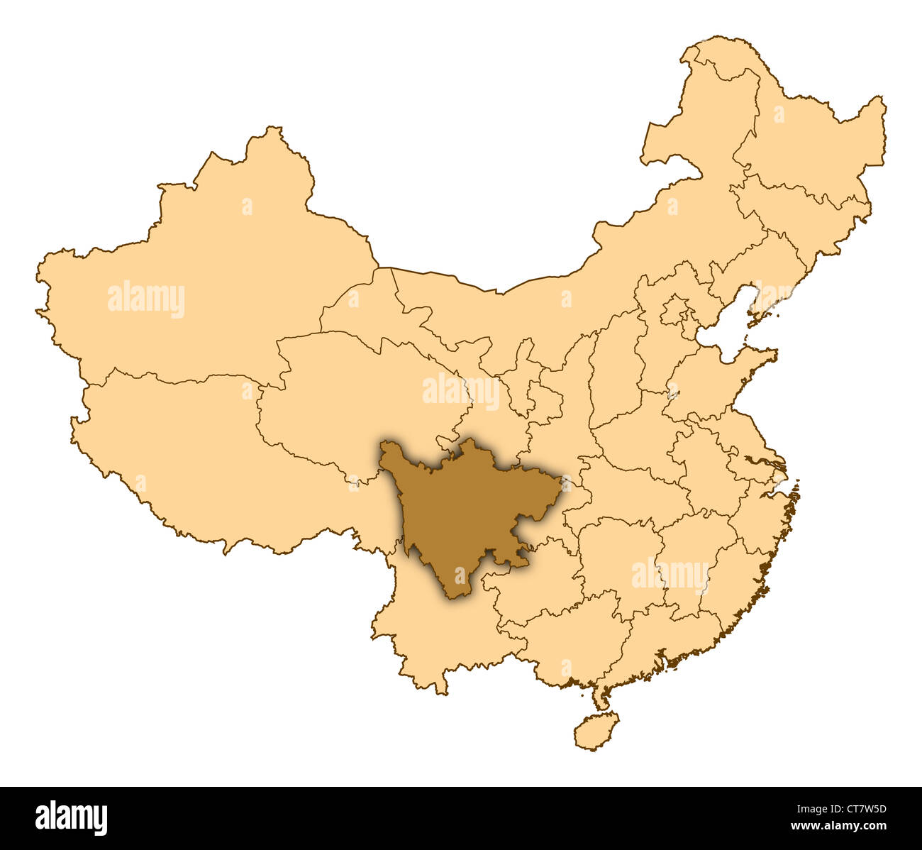 Map of China where Sichuan is highlighted Stock Photo - Alamy