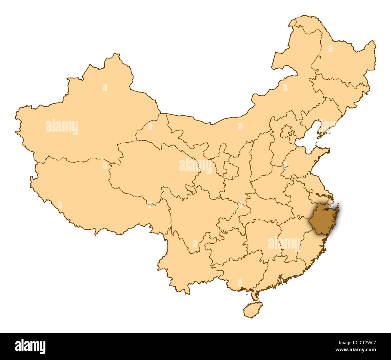 Map of China where Zhejiang is highlighted Stock Photo - Alamy
