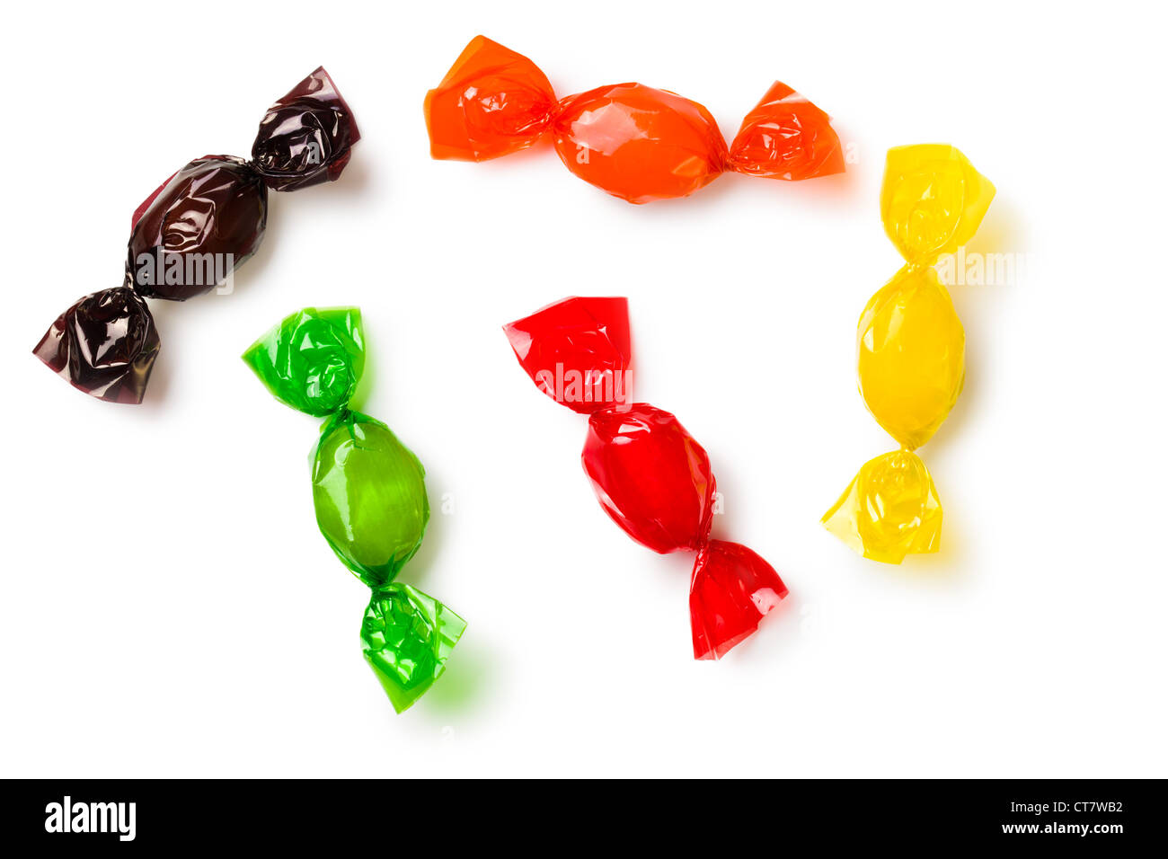the colored candy wrapped in foil Stock Photo - Alamy