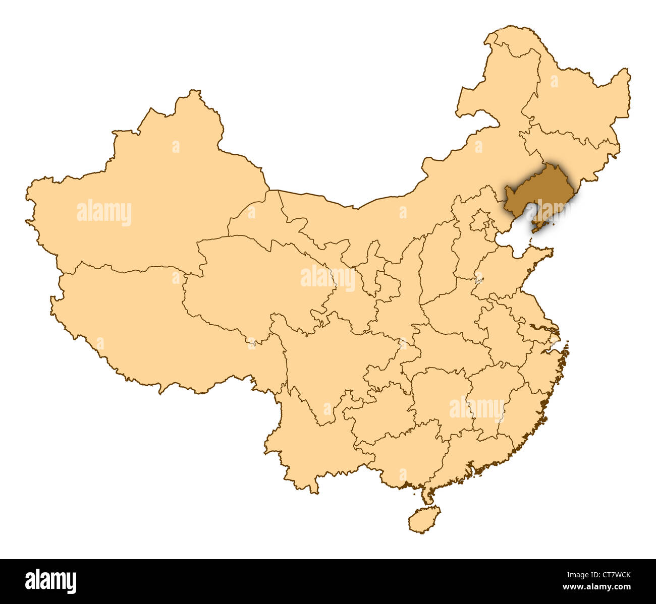 Map of China where Liaoning is highlighted Stock Photo - Alamy