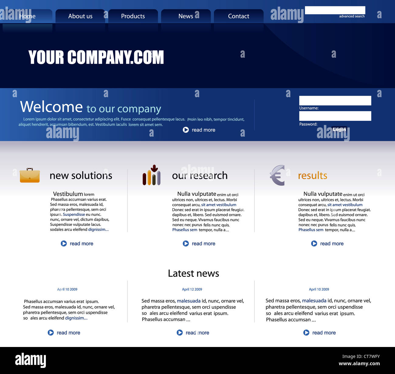 editable website template Stock Photo - Alamy