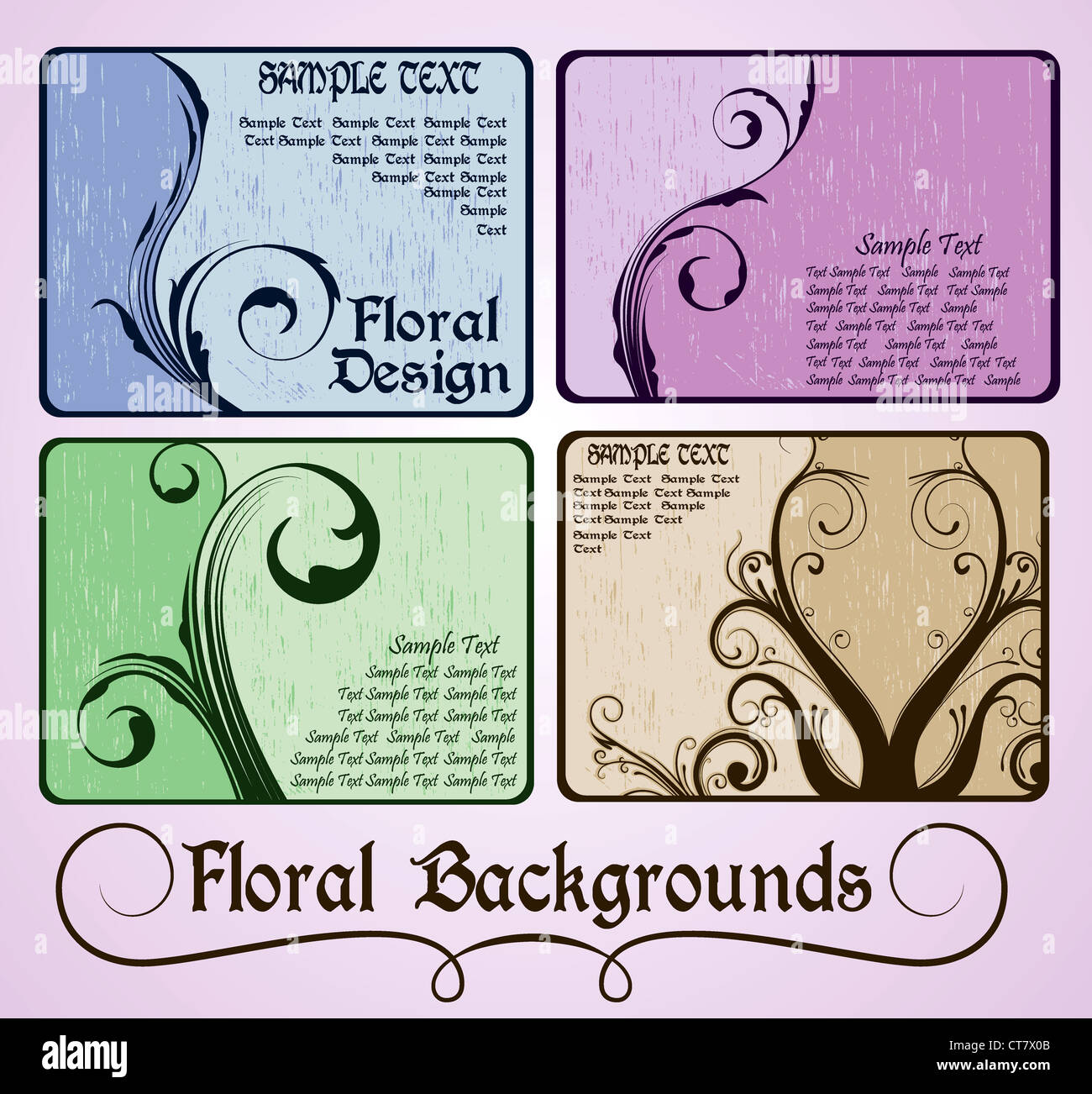 floral backgrounds vector set Stock Photo - Alamy
