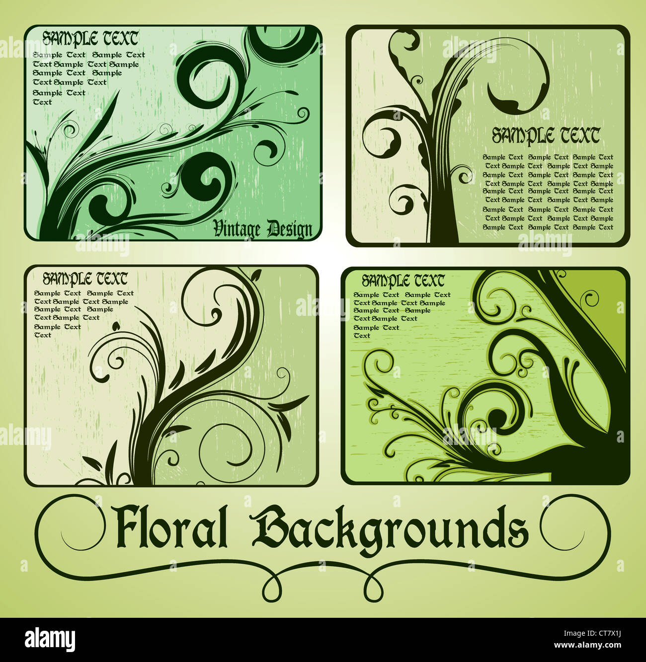 floral backgrounds vector set Stock Photo - Alamy