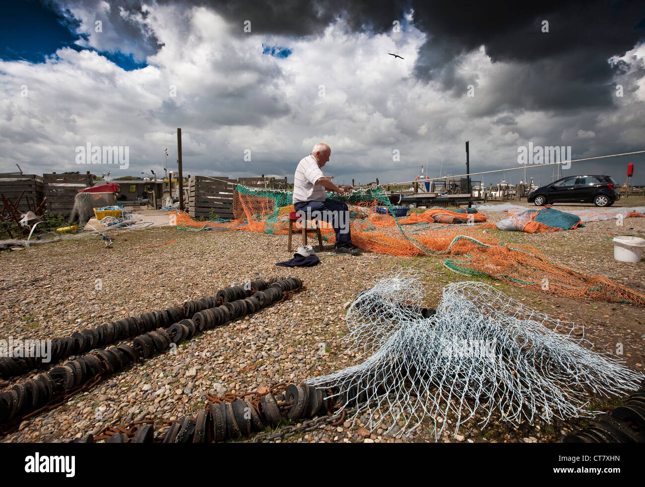 Uk fishermen mending nets hi-res stock photography and images - Alamy