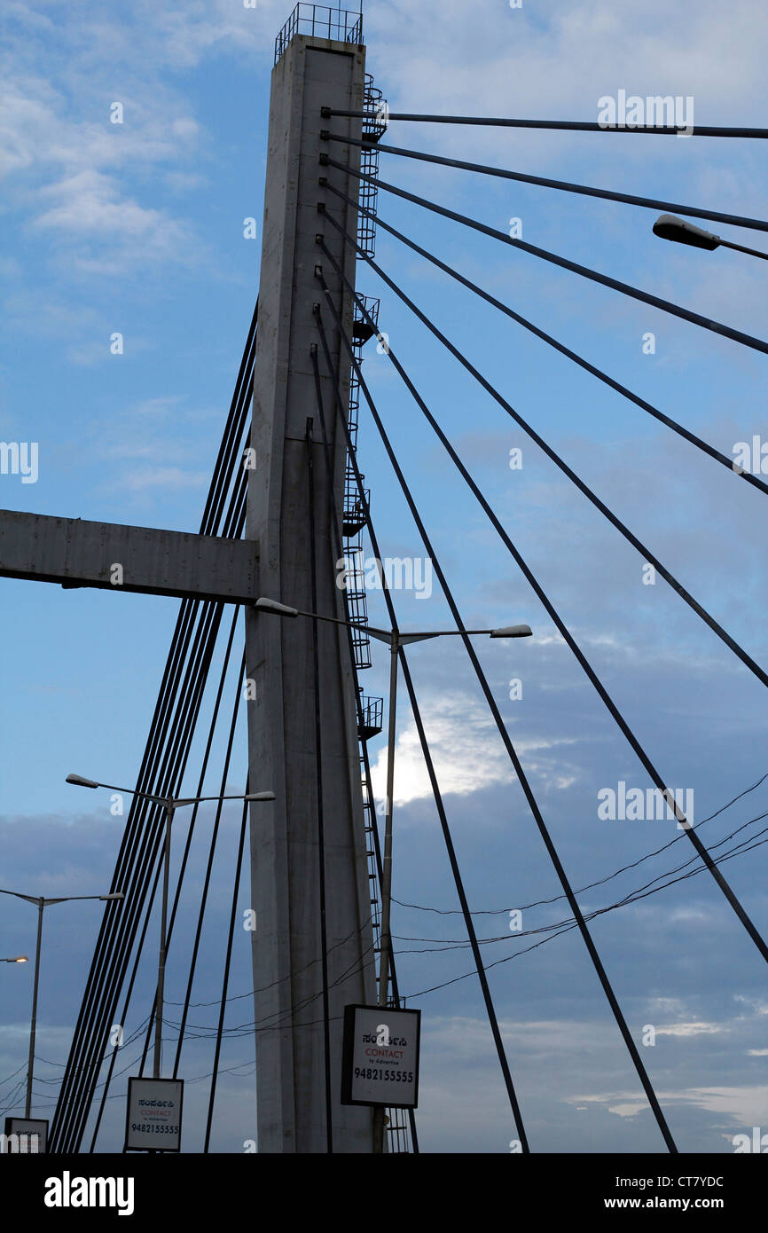 Cable stayed bridge at Krishnarajapura, a suburb of Bangalore Stock ...