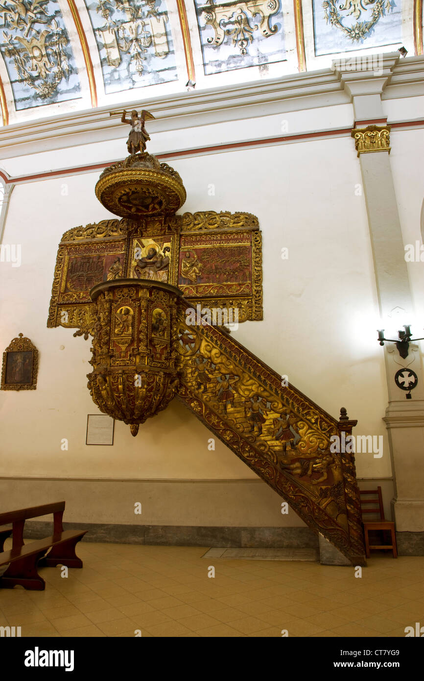 Gold pulpit in Cathedral Stock Photo - Alamy