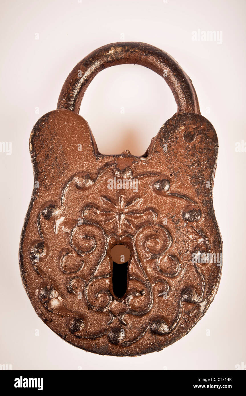 antique rusty lock, isolated Stock Photo - Alamy