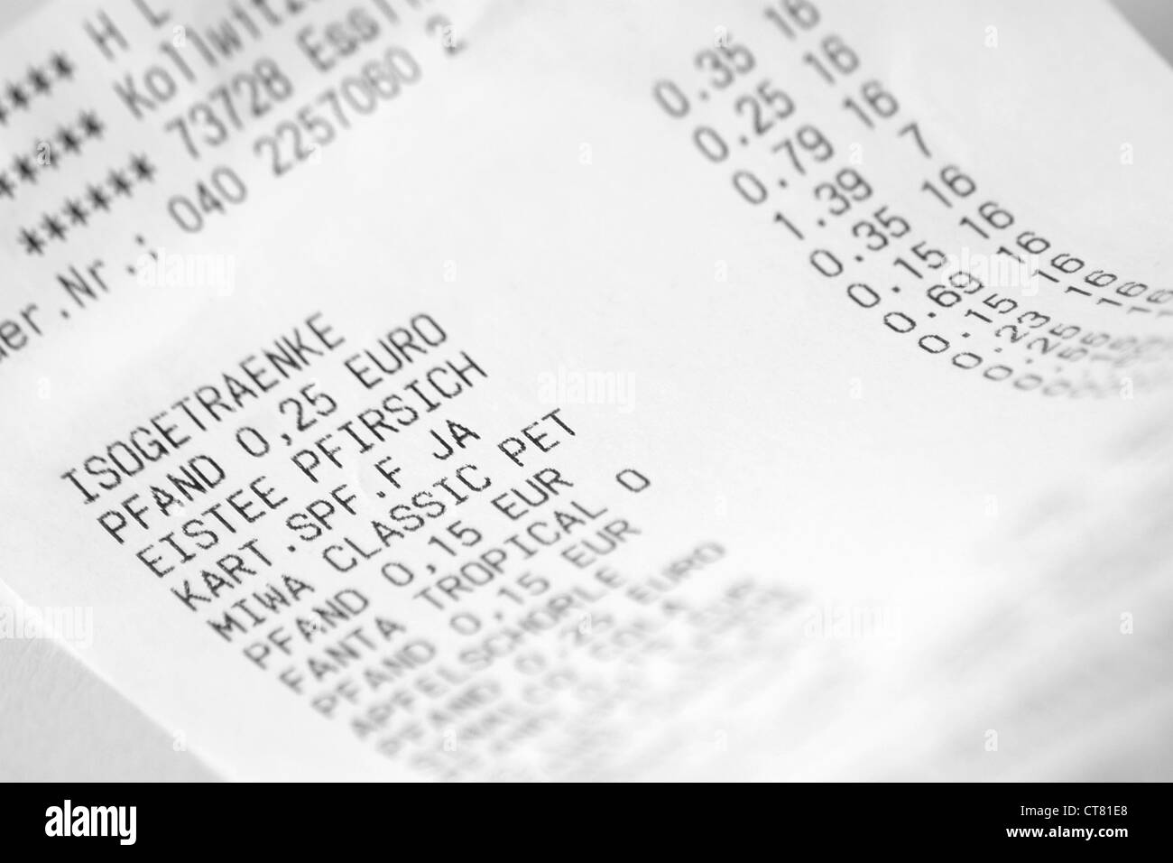 Receipt for bottle deposits Stock Photo - Alamy