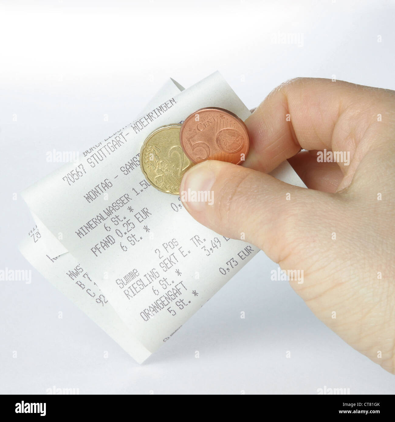 Hand with money and deposit receipt Stock Photo - Alamy