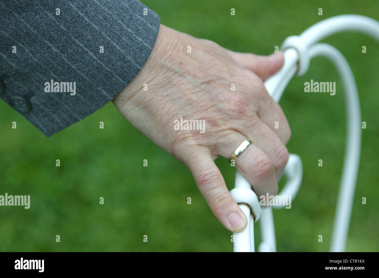 old hand with wedding ring Stock Photo - Alamy