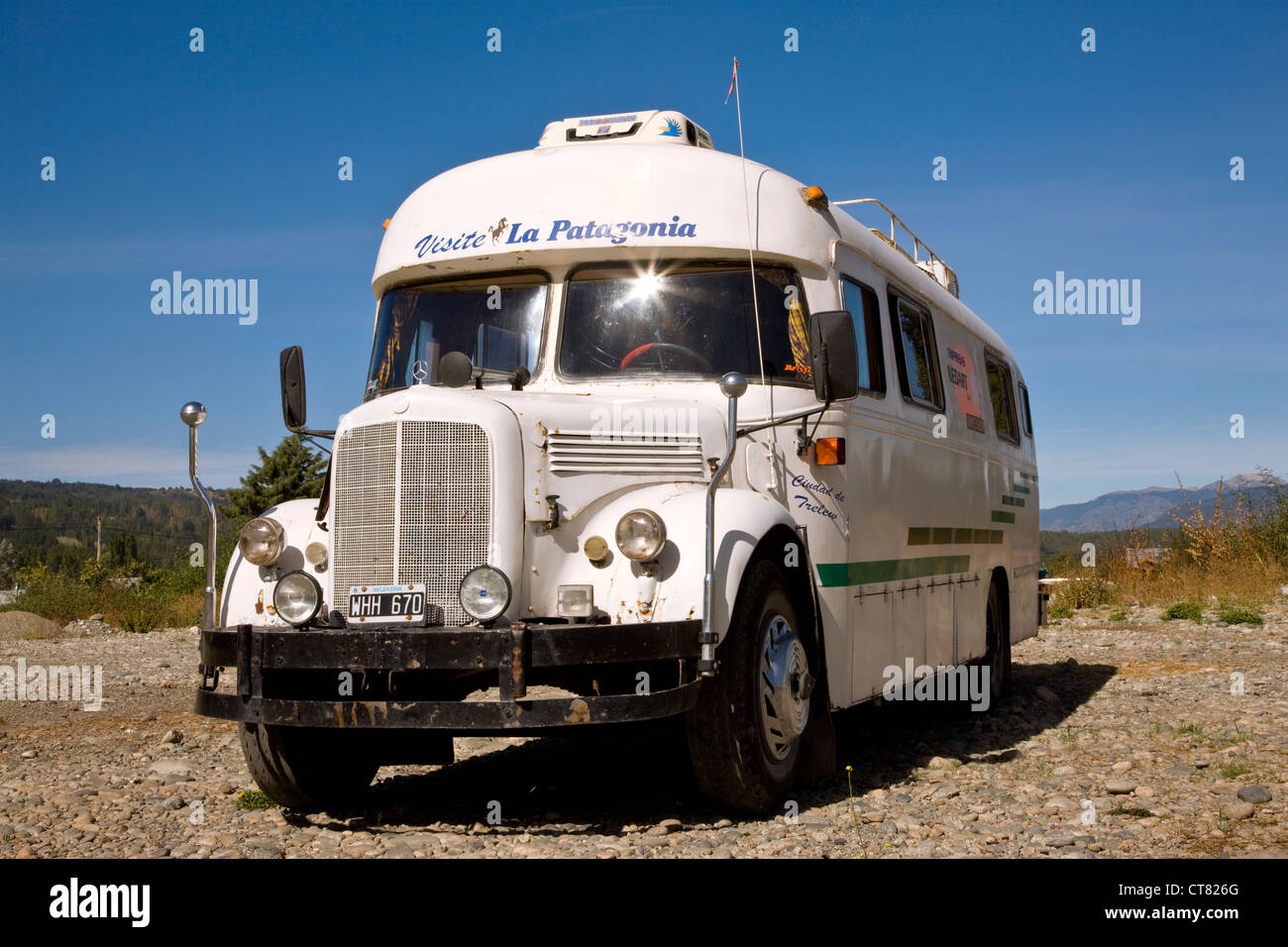 Patagonian tour bus Stock Photo - Alamy