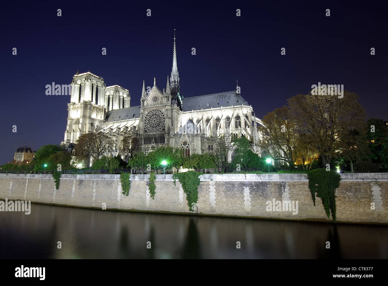 Notre Dame cathedral in Paris, night scene Stock Photo - Alamy